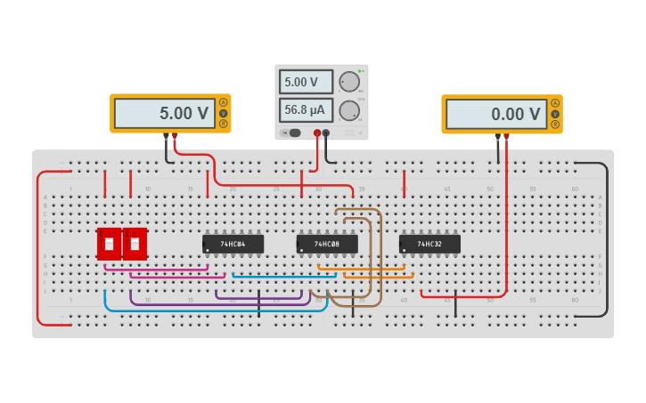 Circuit Design Half Adder Tinkercad