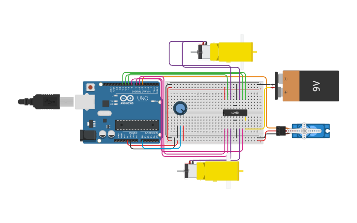 Circuit design Рисующий робот - Tinkercad