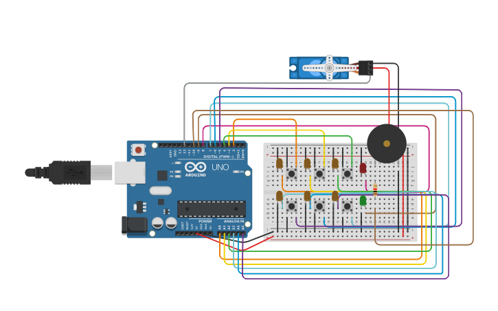 Circuit design Digital Lock Using Push Button Combination - Tinkercad