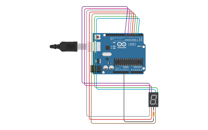 Circuit design LOOP of 7 Segment Display - Tinkercad