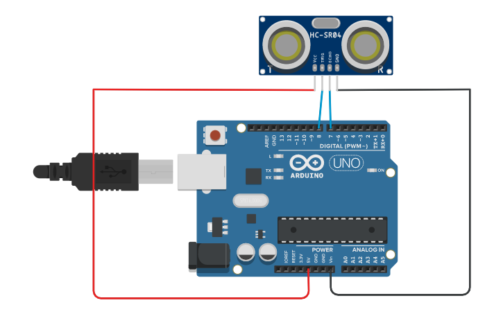 Circuit design Ultrasonic With Arduino - Tinkercad