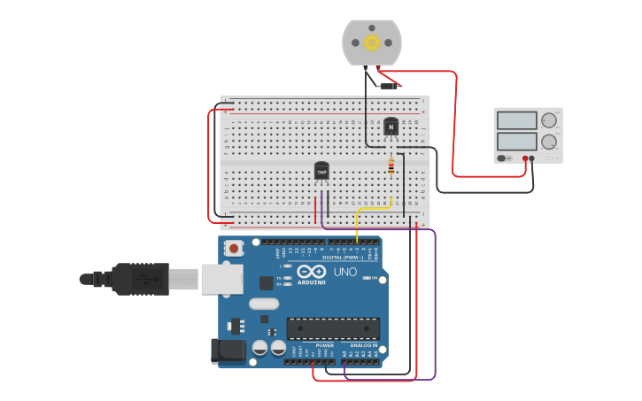 Circuit design sensor con motor yeferin - Tinkercad