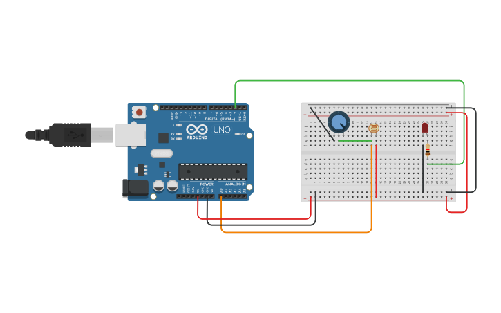 Circuit design Fotorresistencia LDR - Tinkercad