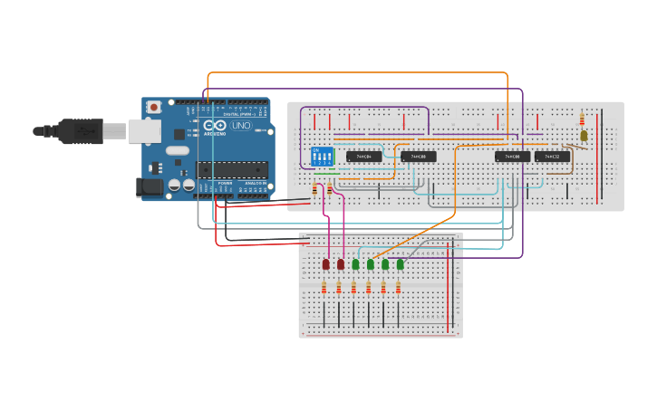 Circuit design mux demux a 2 ingressi - Tinkercad