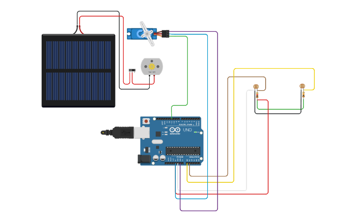 Circuit design Single Axis Solar Tracker using Arduino Uno - Tinkercad