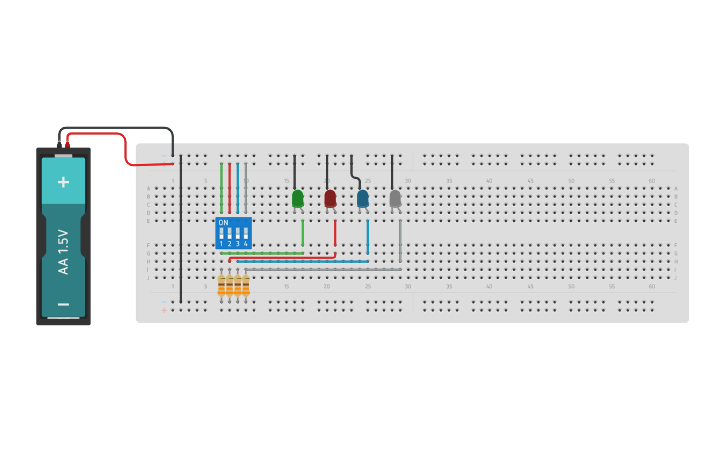 Circuit design 16. Funcionamiento del Dipswitch - Tinkercad