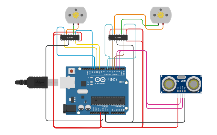 Circuit design Tp4-Autito- Herrera Lautaro - Tinkercad