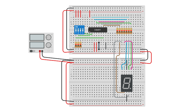 Circuit design Octal 0-7 | Tinkercad