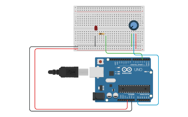 Circuit design Arduino use Potentiometer | Tinkercad