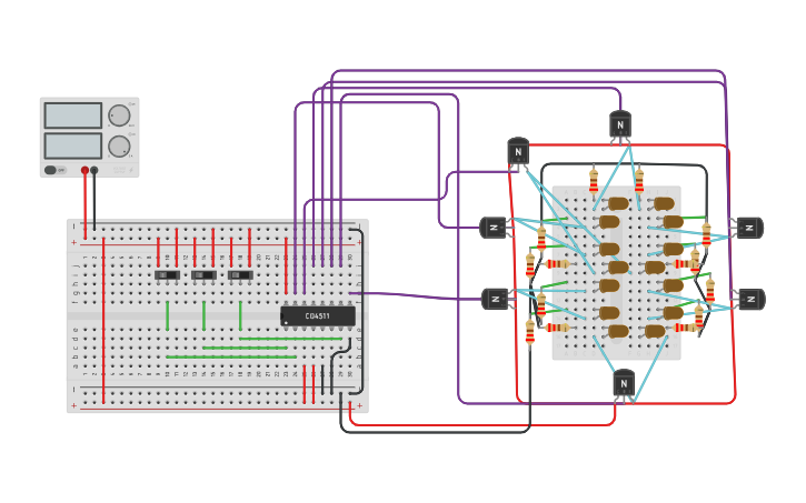 Circuit design New Elevator with 7 segment with force 24 Manual - Tinkercad