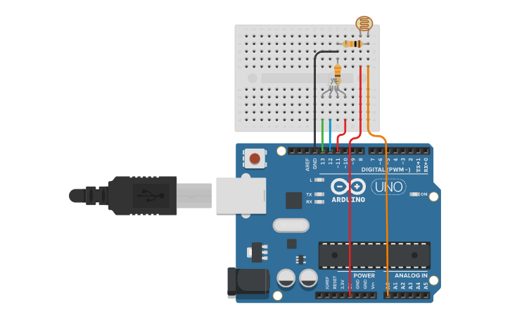 Circuit design sensor warna - Tinkercad