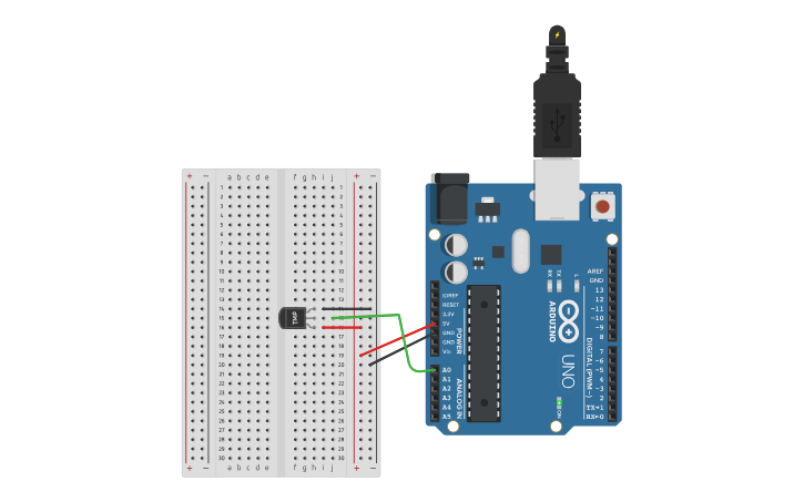 Circuit design SENSOR DE TEMPERATURA - Tinkercad
