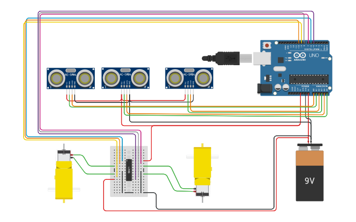Circuit design Copy of Projeto Básico do Robô | Tinkercad