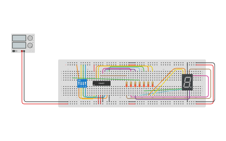 Circuit design seven segments using 7 segments decoder - Tinkercad
