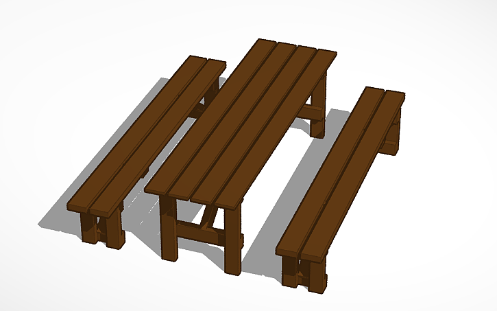 3D design Table and benches - Tinkercad