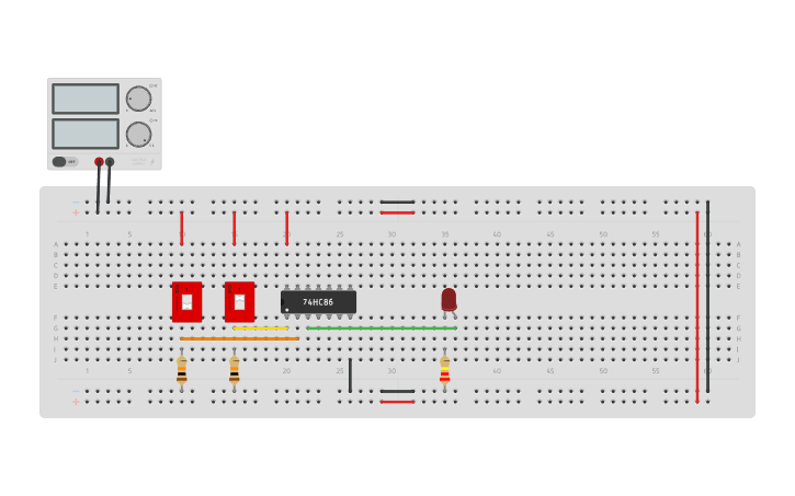 Circuit design Porta Lógica XOR - Tinkercad