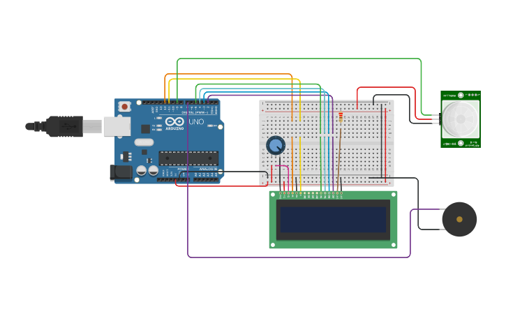 Circuit Design Motion Detector Tinkercad