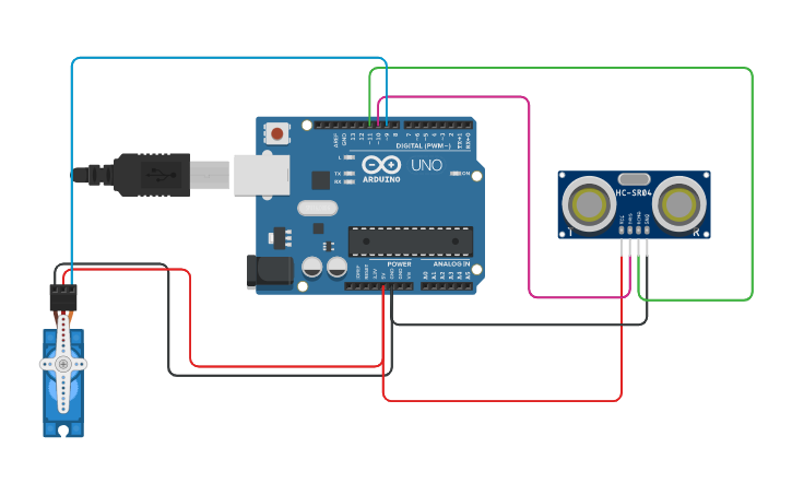 Circuit design ARDUINO SANITIZER DISPENSER(Tinker CAD) | Tinkercad