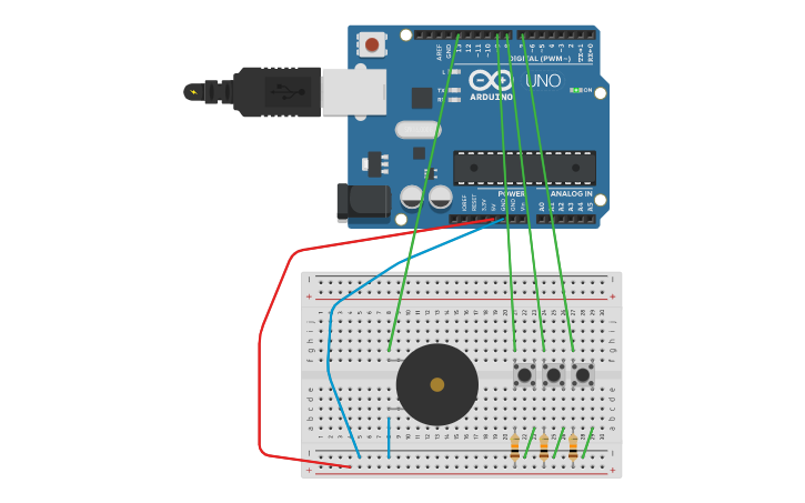Circuit Design Эксперимент 8 Мерзкое пианино Tinkercad