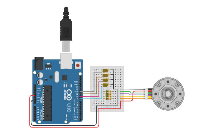 Circuit design Motor Stepper - Tinkercad