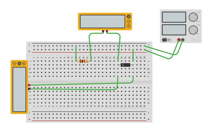Circuit design CIRCUITO DE EXEMPLO com amperímetro | Tinkercad