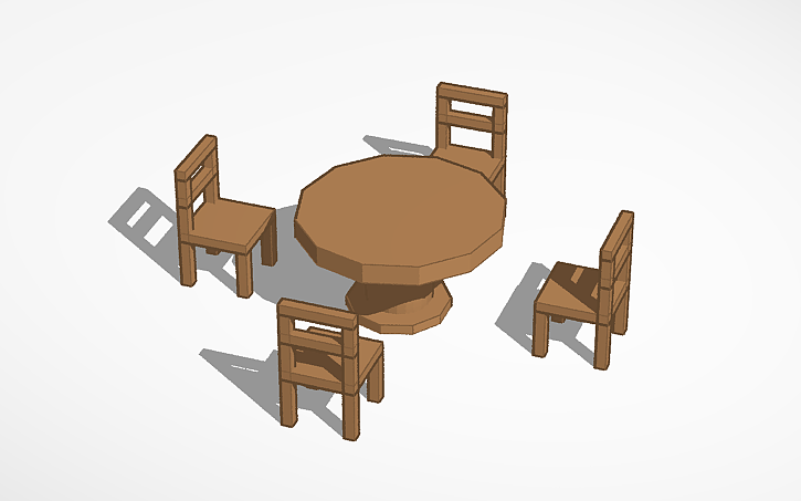 3D design Table and 4 chairs DnD - Tinkercad