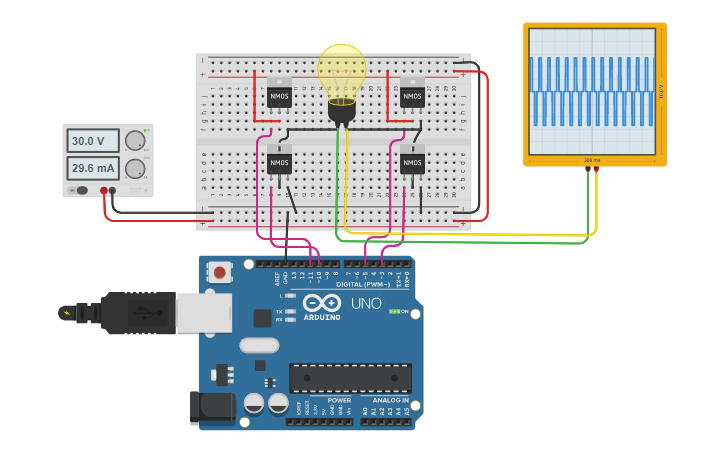 Circuit design dc naar ac - Tinkercad