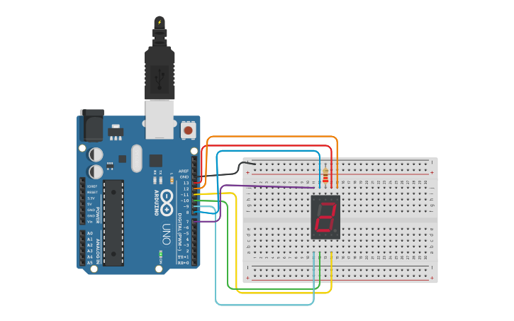 Circuit design Display 7 Segmentos - Tinkercad