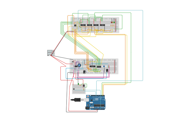 Circuit design Semáforo com Transistor - Portas AND e OR | Tinkercad