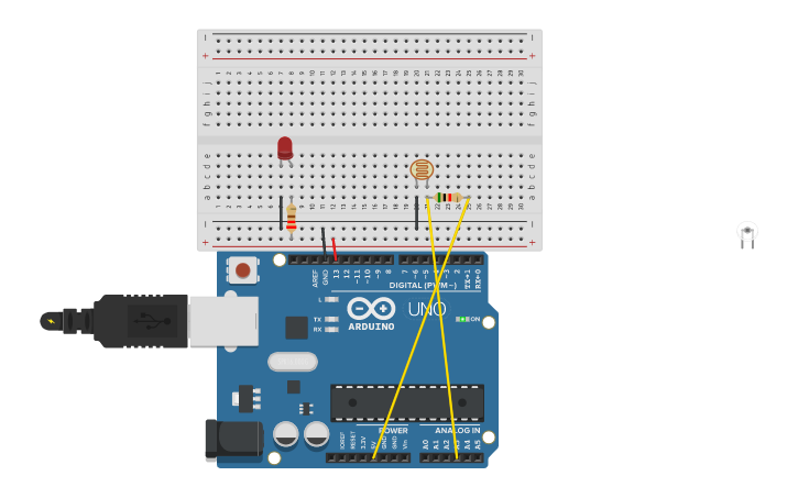 Circuit design Práctica 5 Sensor de luz | Tinkercad