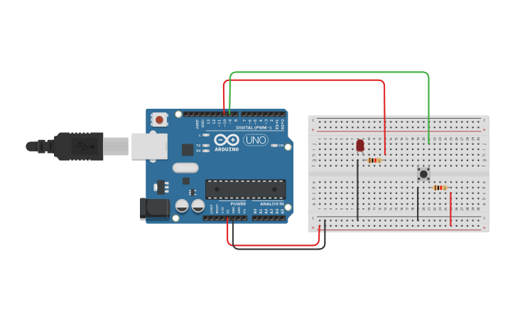 Circuit design pull-up singleled - Tinkercad