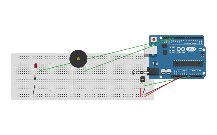Circuit design Fire Alarm - Tinkercad