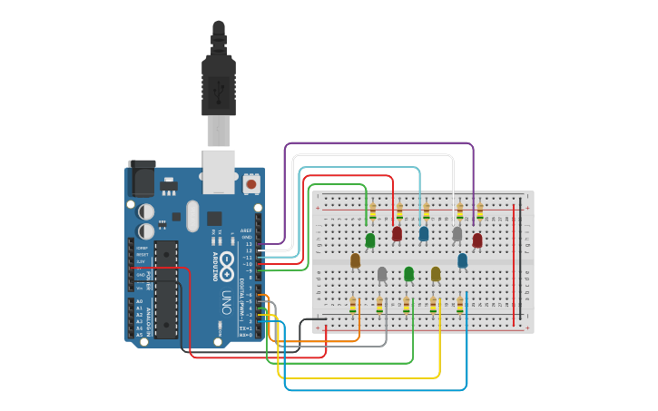 Circuit design PRACTICE BATERY LEVEL - Tinkercad