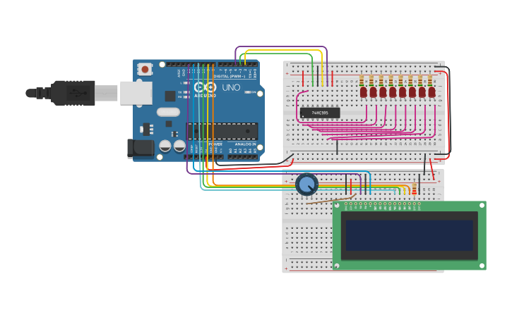 Circuit design SISTEMA CORRIMIENTO DE REGISTRO | Tinkercad