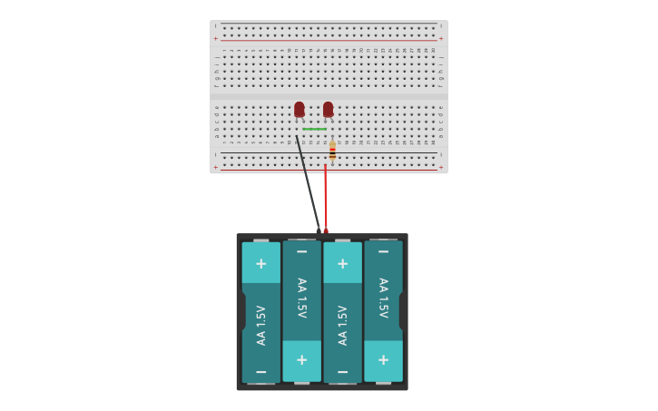 Circuit design Circuito 3. 2 LED EN SERIE SIN ARDUINO | Tinkercad