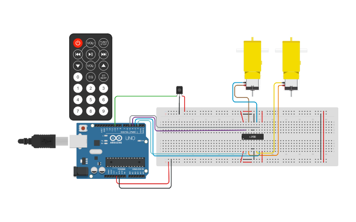 Circuit design TV Remote Controlled Robot - Tinkercad