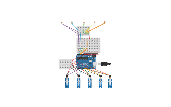 Circuit design Robotic Hand - Tinkercad