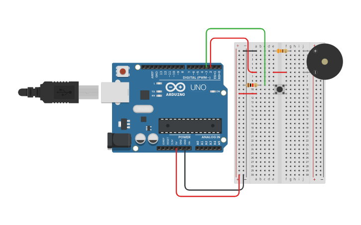 Circuit design Encender sumbador con botón - Tinkercad