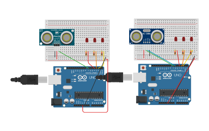 Circuit design Ultrasonic Distance Sensor - Tinkercad