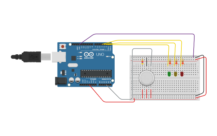 Circuit design GAS SENSOR - Tinkercad