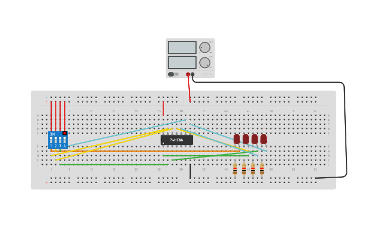 Circuit design Exp5- Gray to binary code converter - Tinkercad