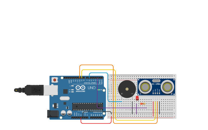 Circuit design Ultrasonic Distance Sensor - Tinkercad