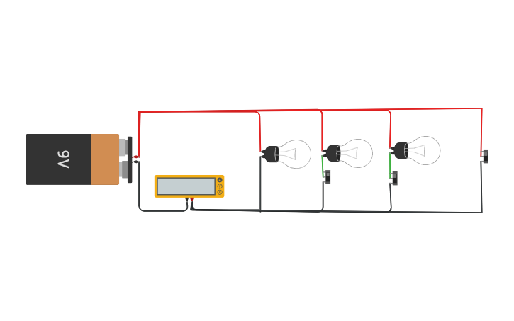 Circuit design 3 Lampen und 1 Schalter parallel - Tinkercad