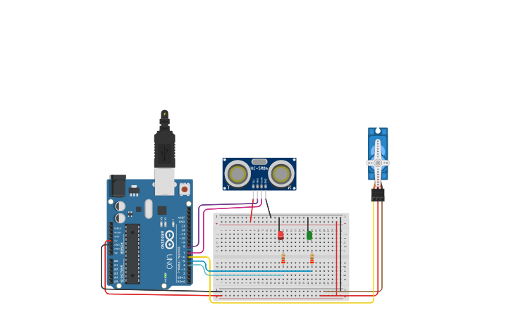 Circuit design parqueadero prueba 2 - Tinkercad