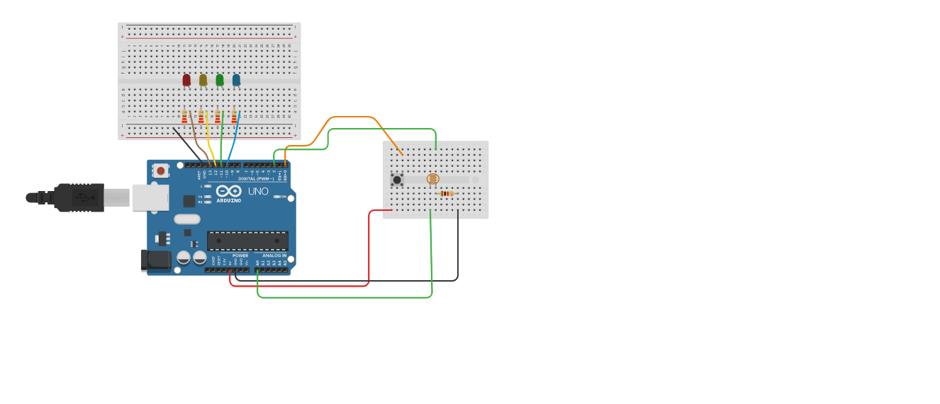 Circuit design Controlling Brightness of LEDs using LDR and Switch ...