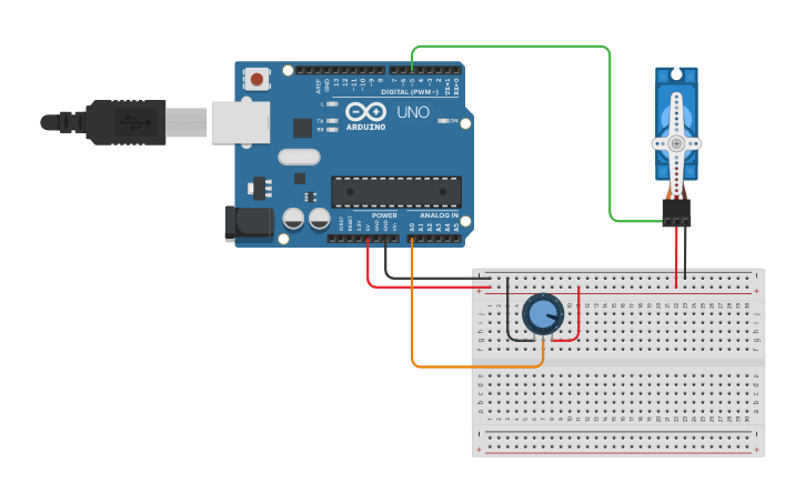 Circuit Design Control Servo Motor Tinkercad
