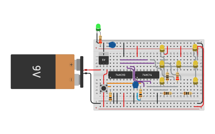 Circuit design Dice-Game - Tinkercad
