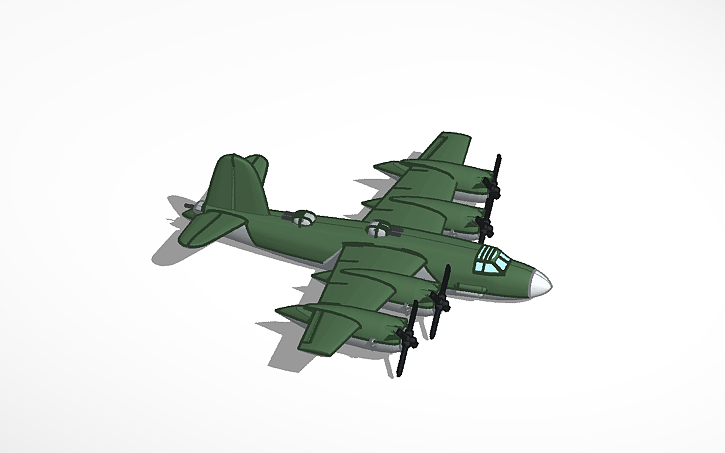 3D design quad-engine army plane - Tinkercad