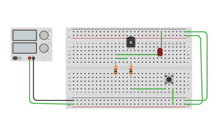 Circuit design NOT gate transistor - Tinkercad