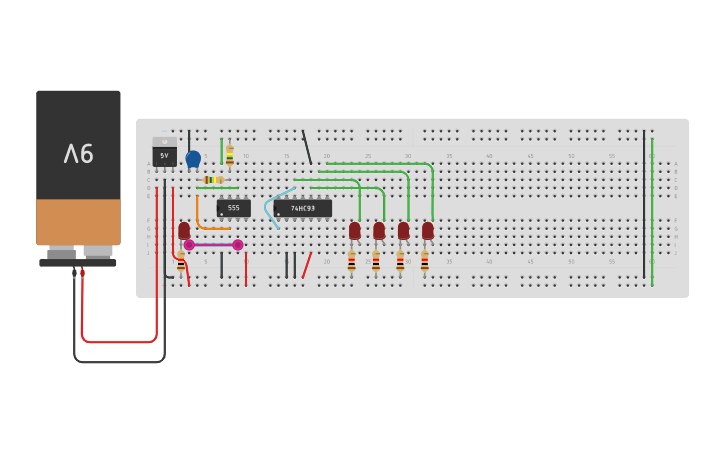 Circuit design Asyncronous Clock - Tinkercad